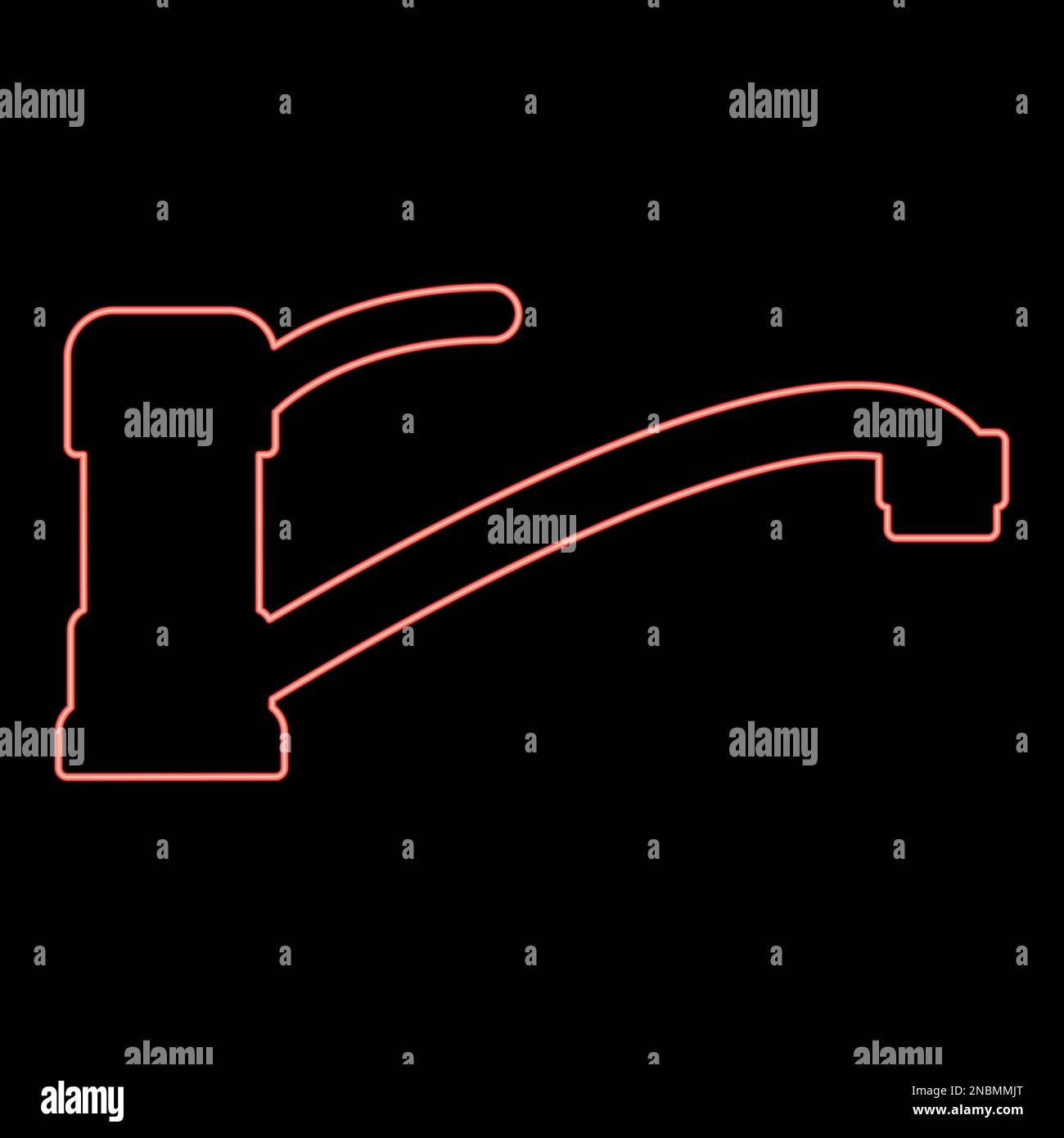 Neon water tap red color vector illustration image flat style light ...