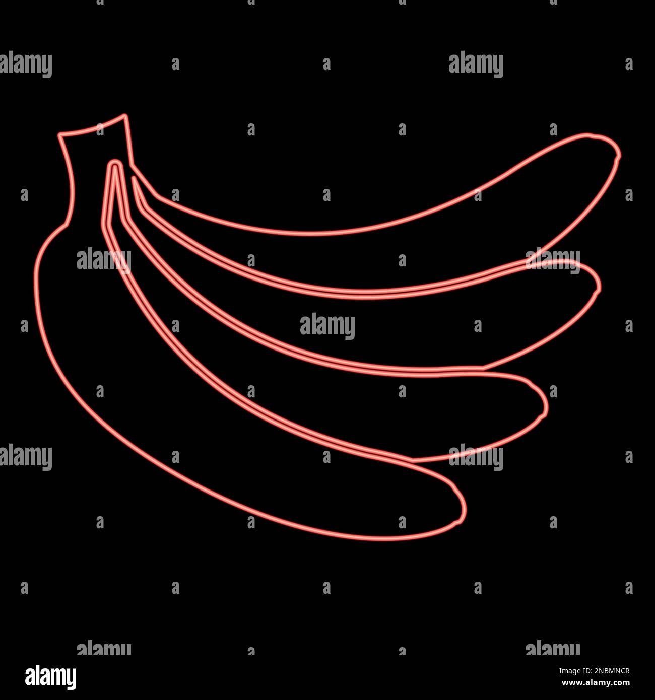 Neon bunch of bananas red color vector illustration image flat style ...