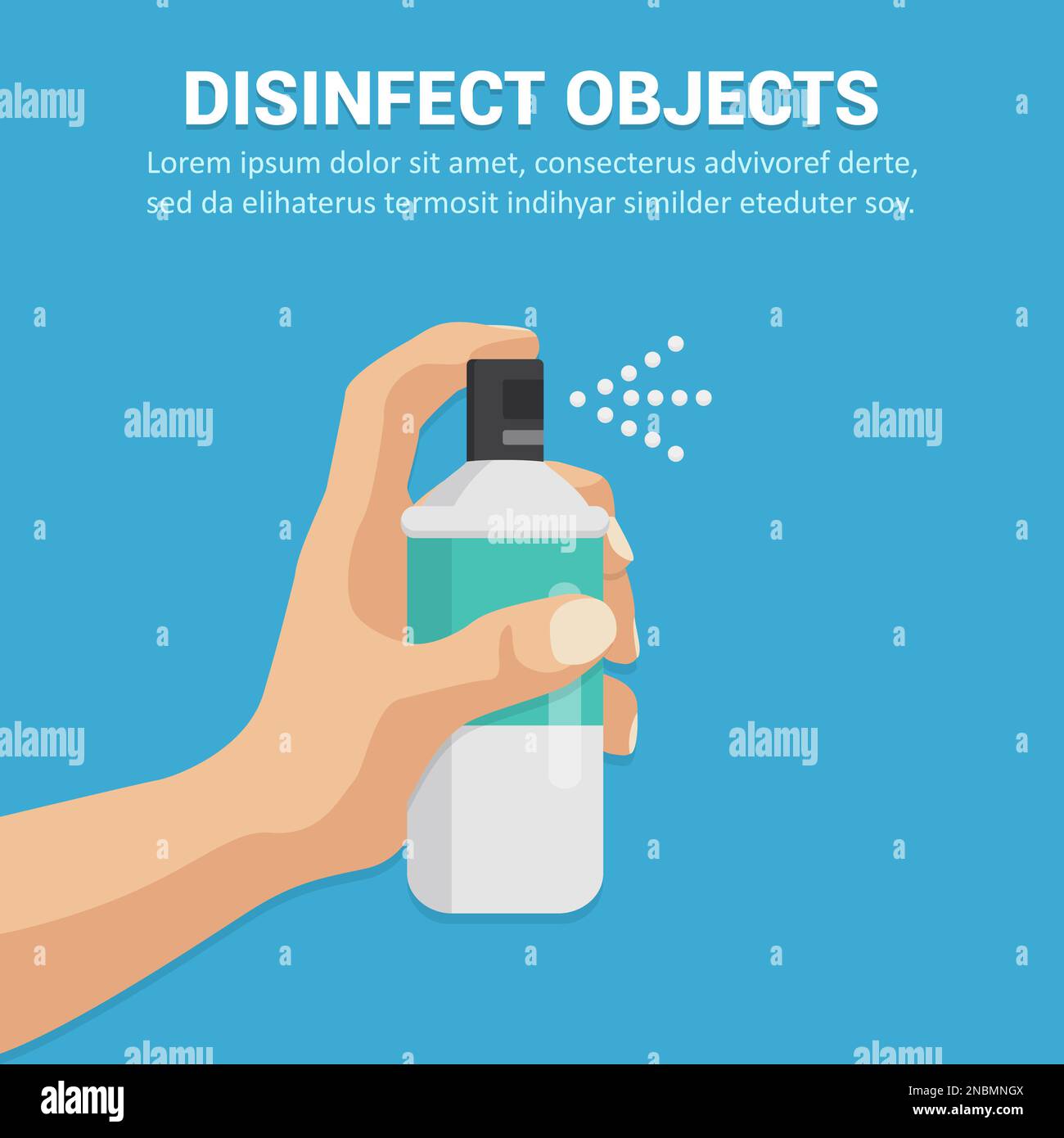 Disinfect objects with spray concept in a flat design. Vector ...