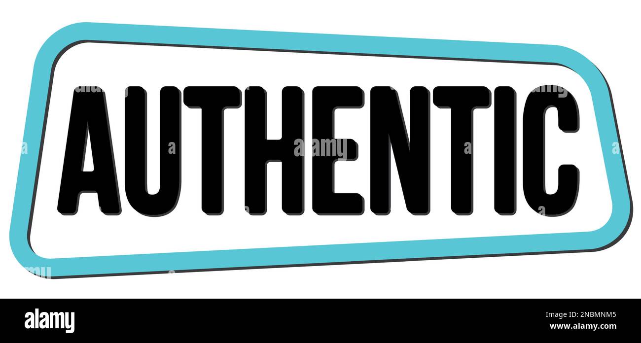 AUTHENTIC text written on blue-black trapeze stamp sign Stock Photo - Alamy