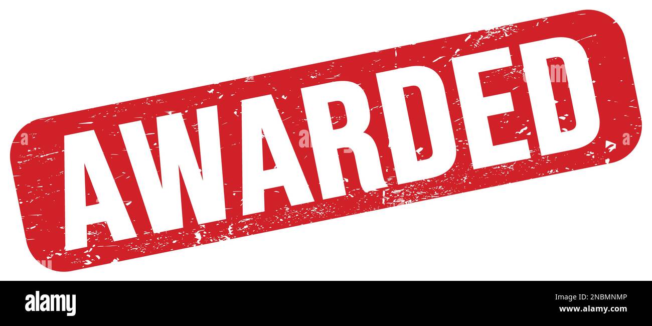 AWARDED text written on red grungy stamp sign Stock Photo - Alamy
