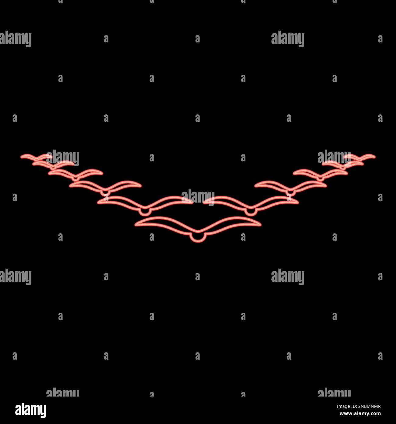 Neon flock of birds flying in the sky in wedge key Leadership concept ...