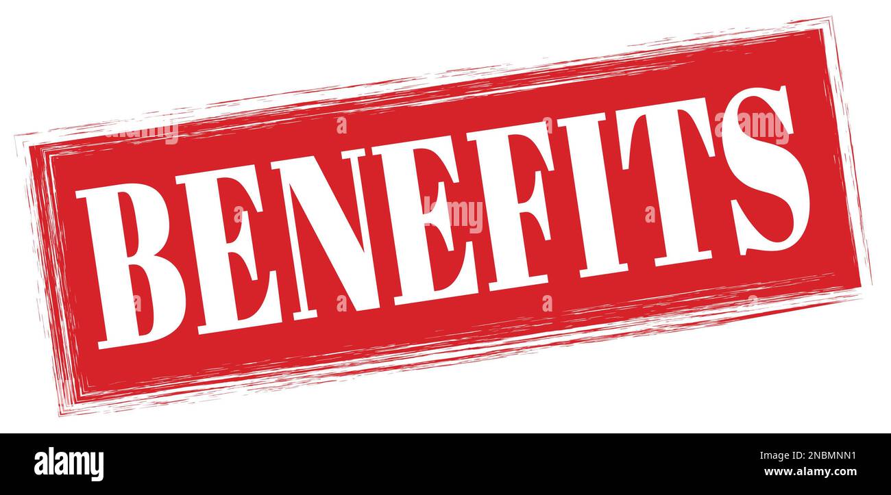 BENEFITS text written on red rectangle stamp sign Stock Photo - Alamy