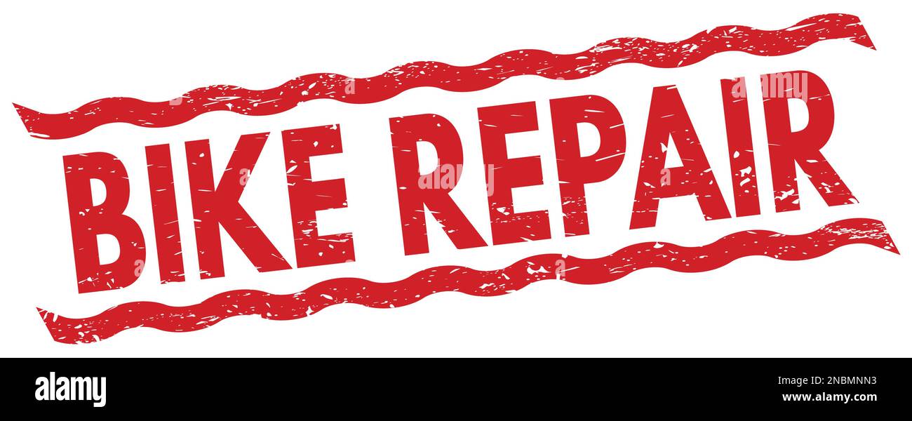 BIKE REPAIR text written on red lines stamp sign Stock Photo - Alamy