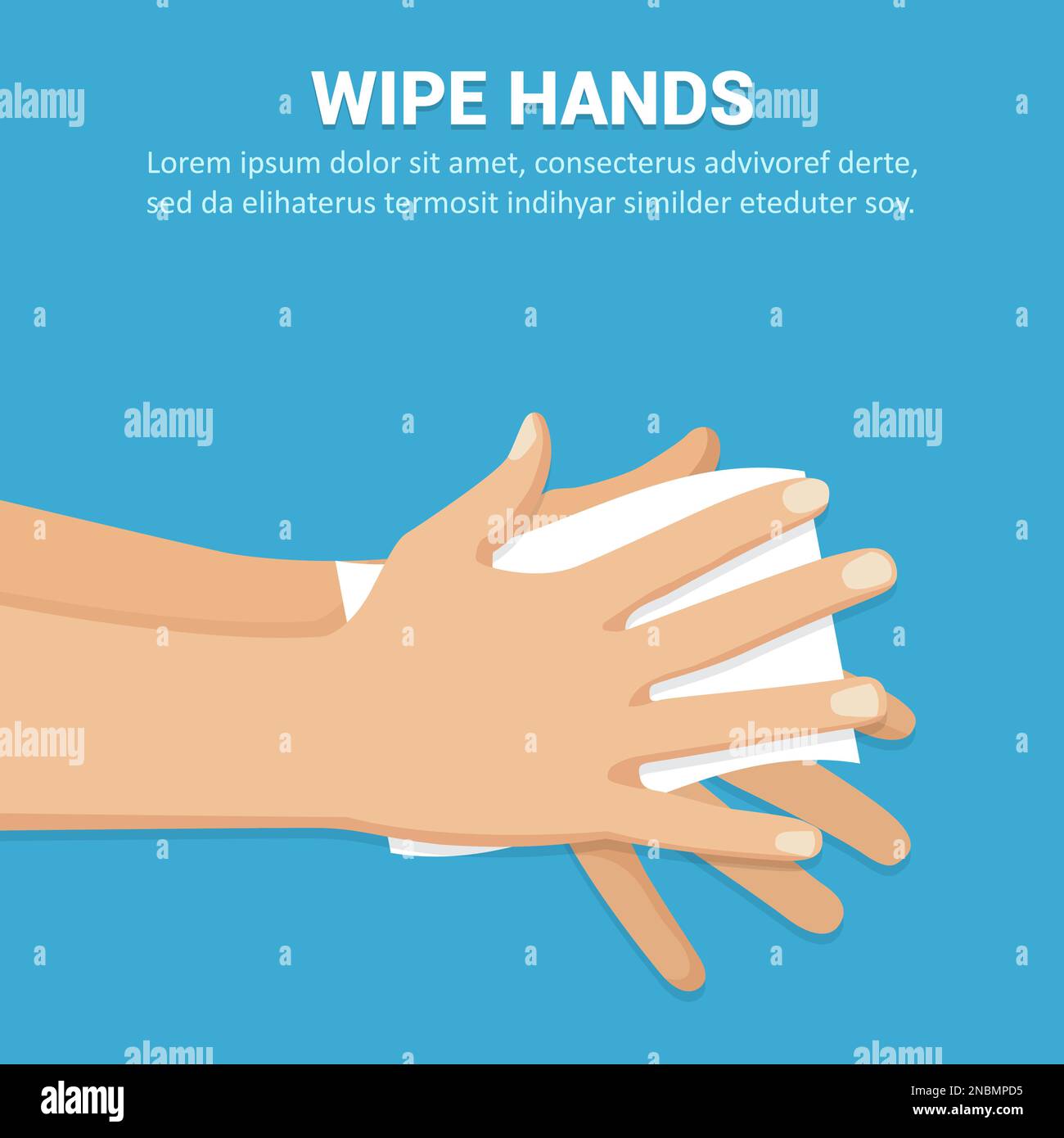 Wipe hands with napkin concept in a flat design. Vector illustration ...