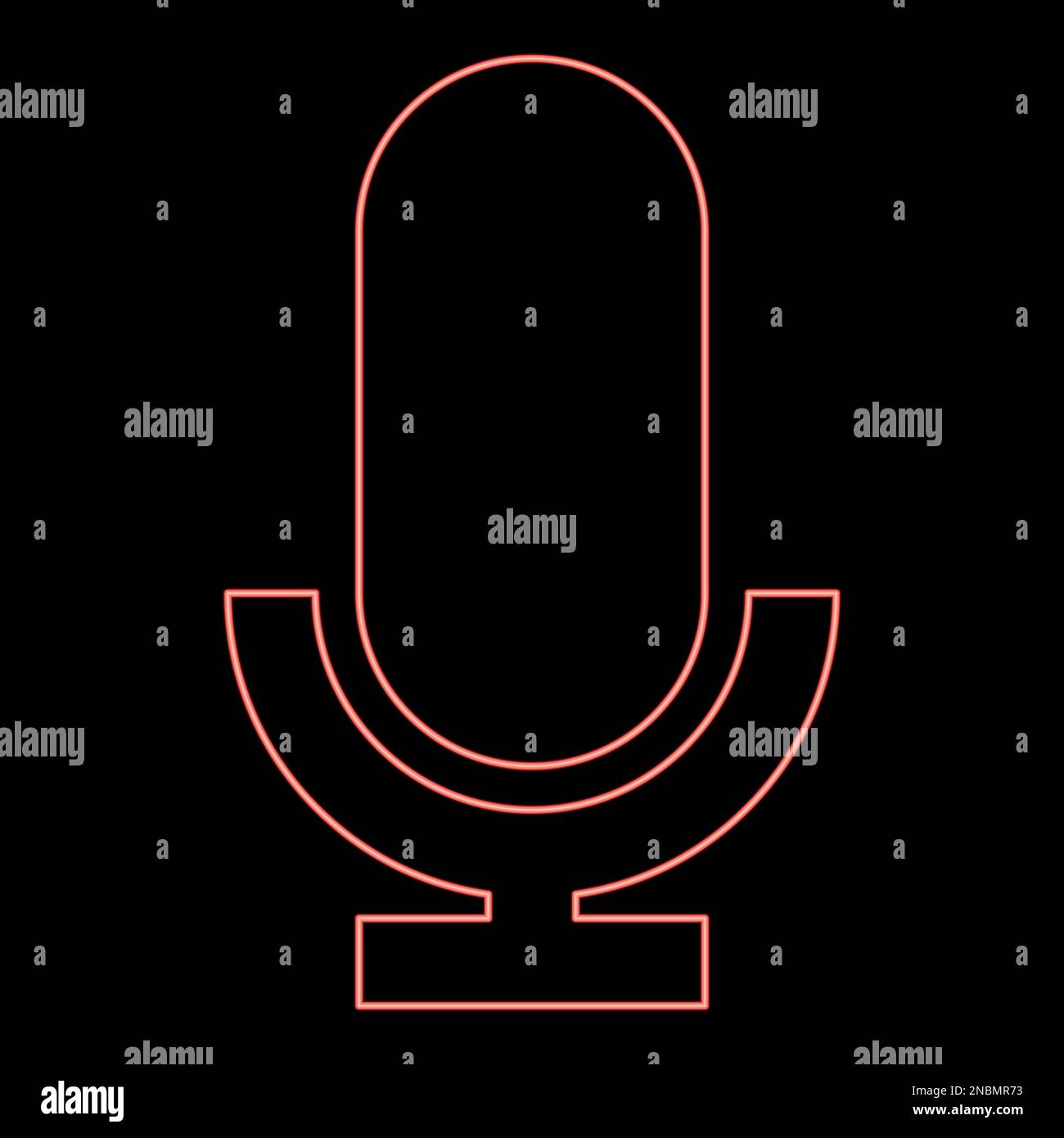 Neon microphone red color vector illustration image flat style light ...