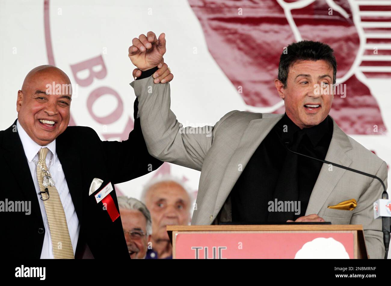 Referee Joe Cortez, left, and Sylvester Stallone on stage at the Boxing ...