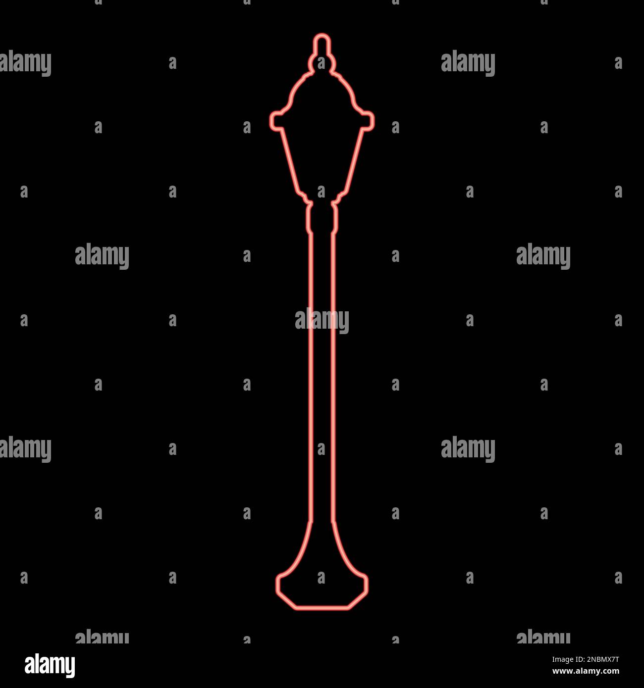 Neon street lamp lantern red color vector illustration image flat style ...