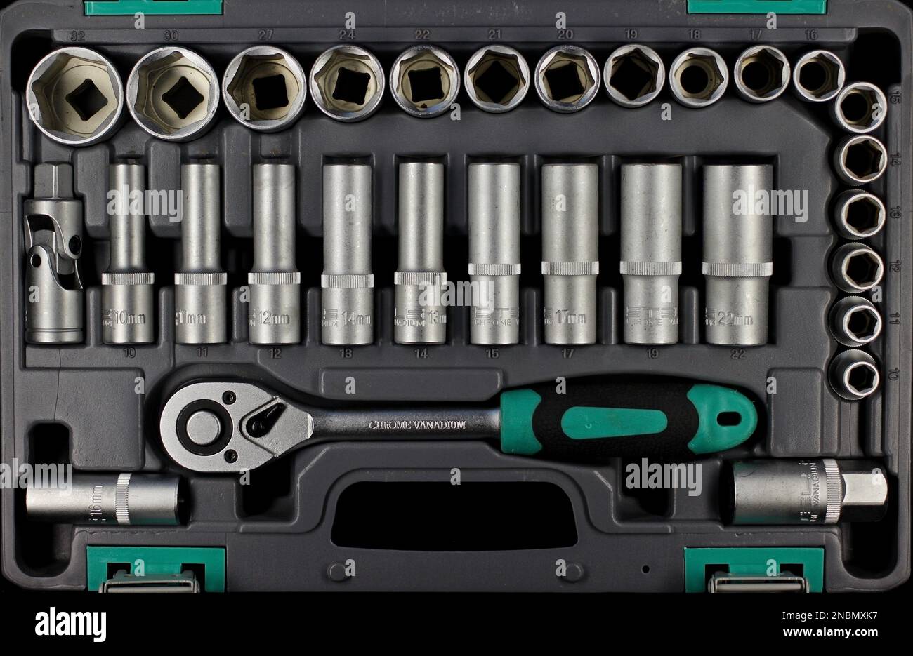 set of socket wrenches and adapters of different diameters Stock Photo ...