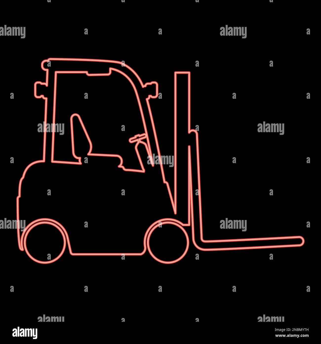 Neon forklift Loader Fork lift warehouse truck silhouette red color ...