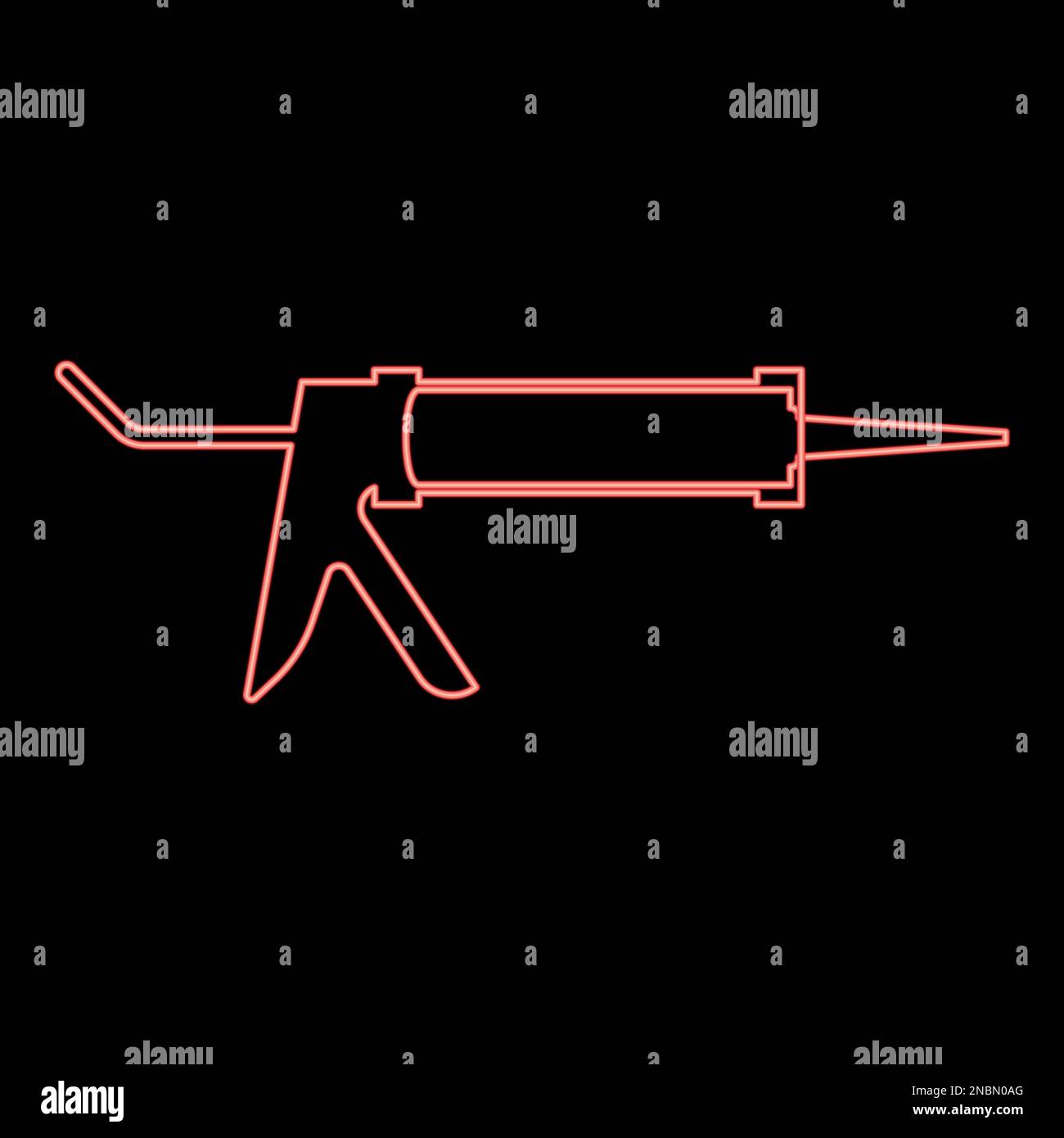 Neon silicone gun Caulking glue seal red color vector illustration ...