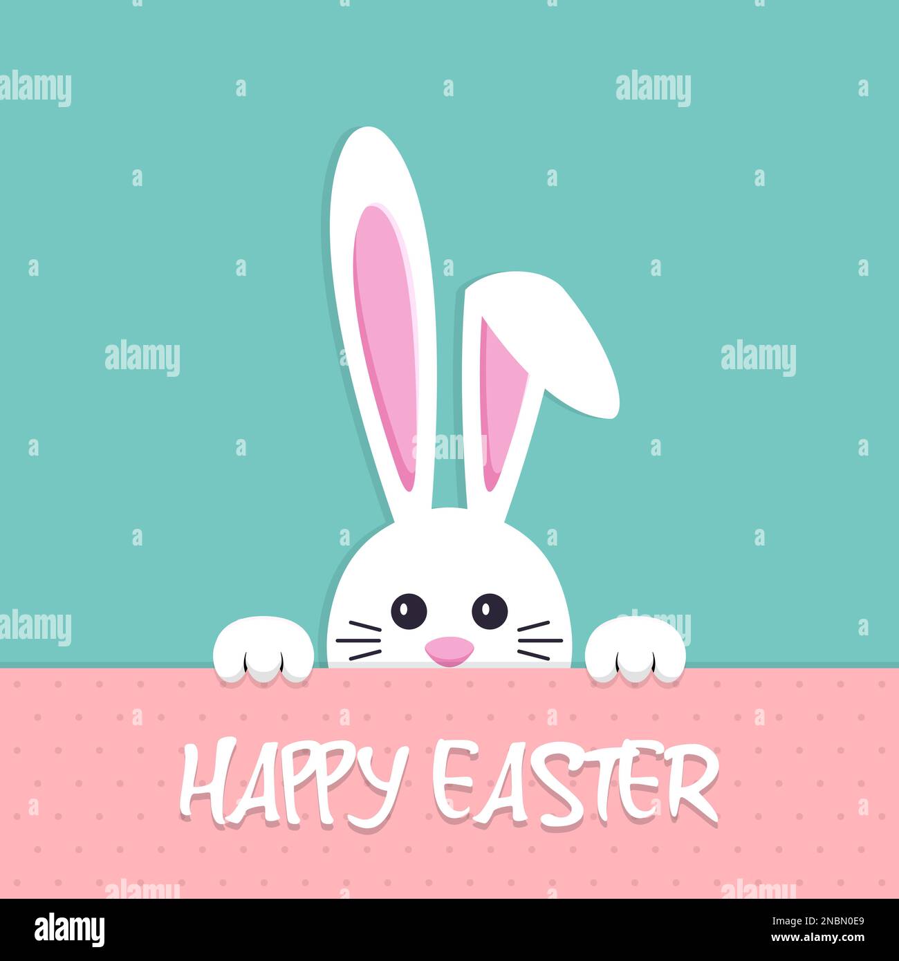 Happy Easter background with bunny in a flat design Stock Vector Image ...