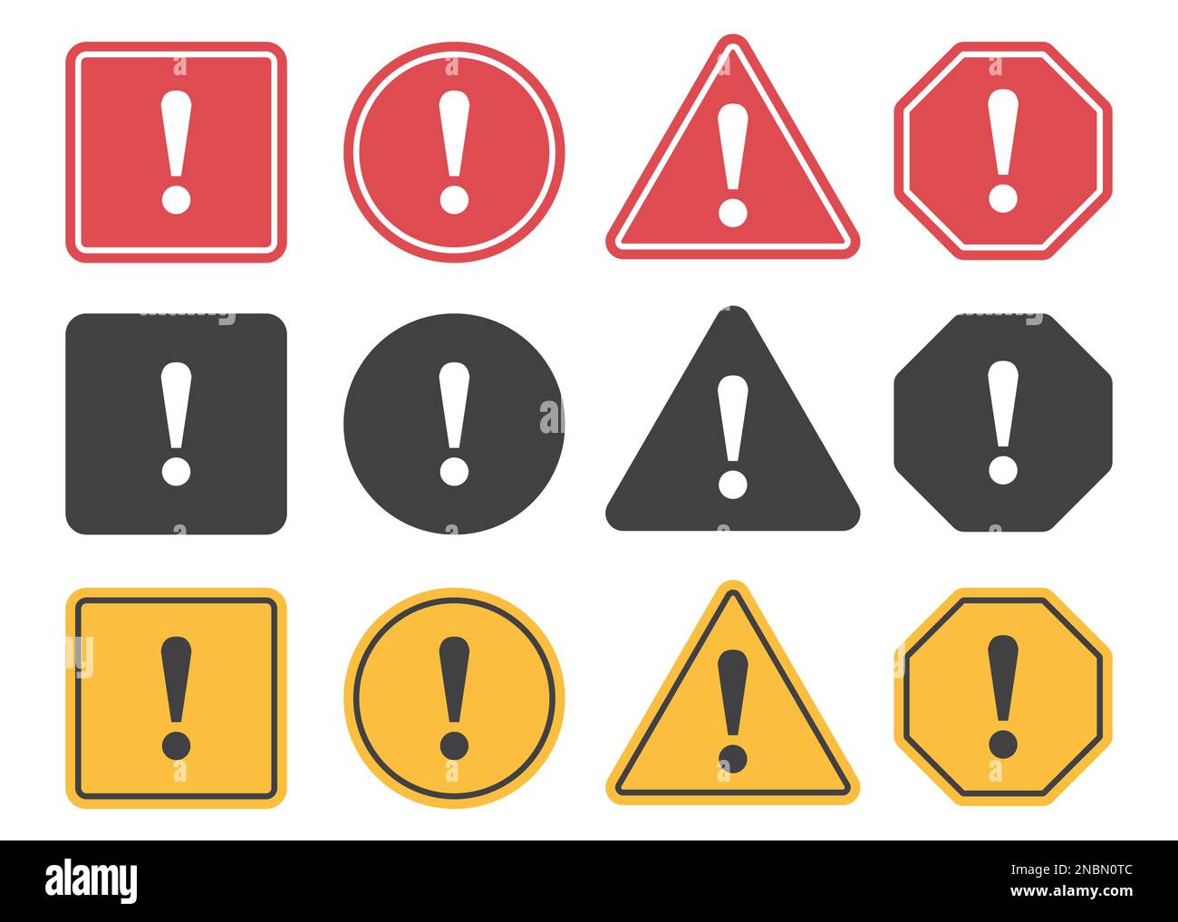 Set of attention icons in a flat design Stock Vector Image & Art - Alamy