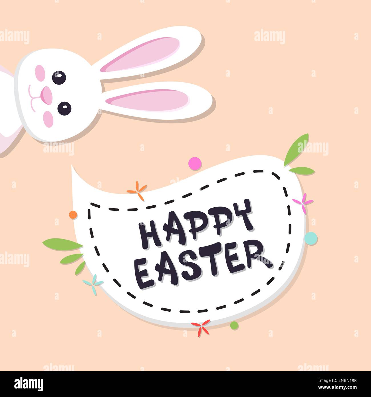 Happy Easter background with bunny in a flat design Stock Vector Image ...