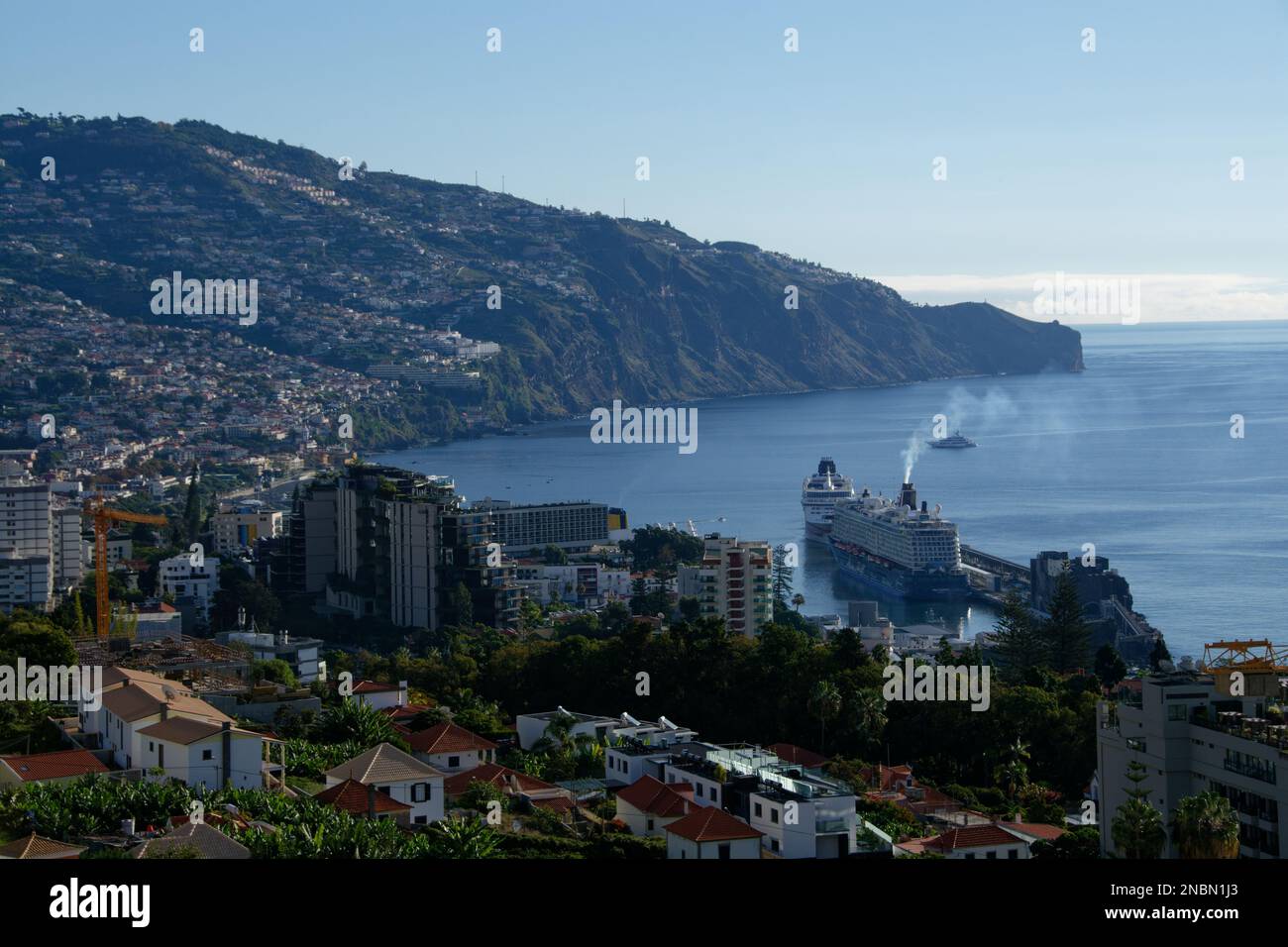 Cruise Ships - view of ships in Funchal harbour, Madeira. Taken from ...