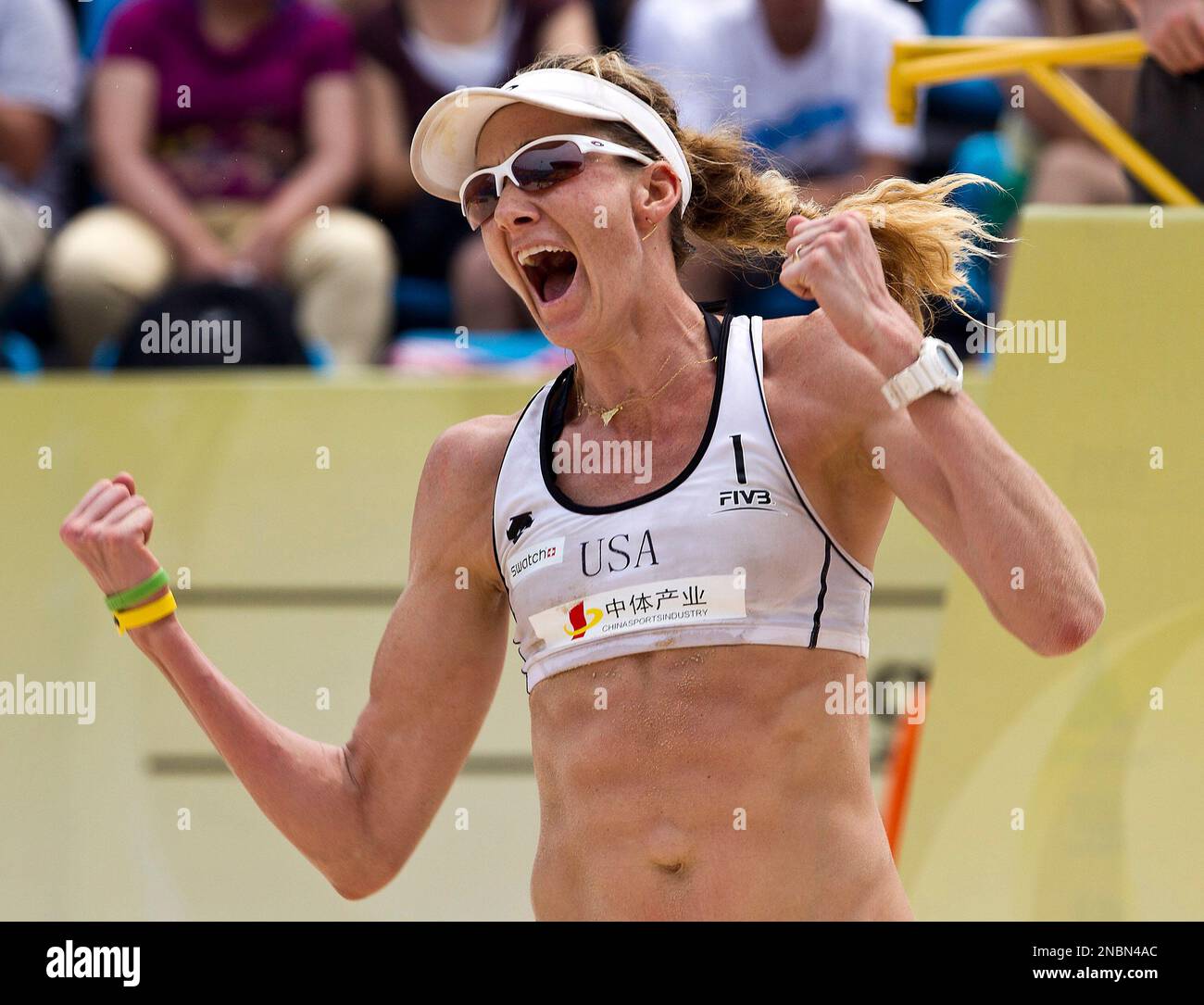 Kerri Walsh of the U.S. celebrates with her teammate Misty May-Treanor ...
