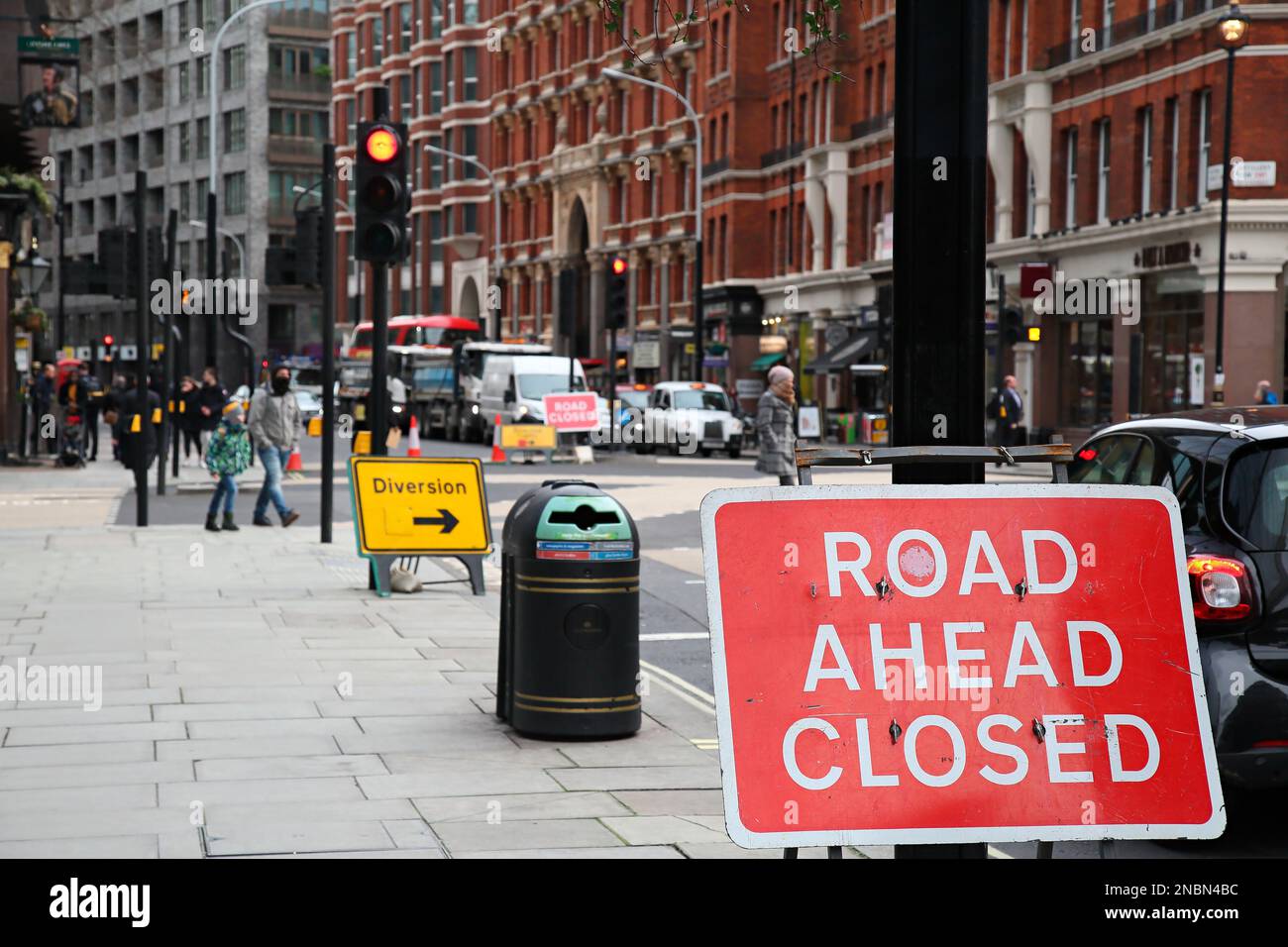 Closed road in the downtown of London Stock Photo - Alamy