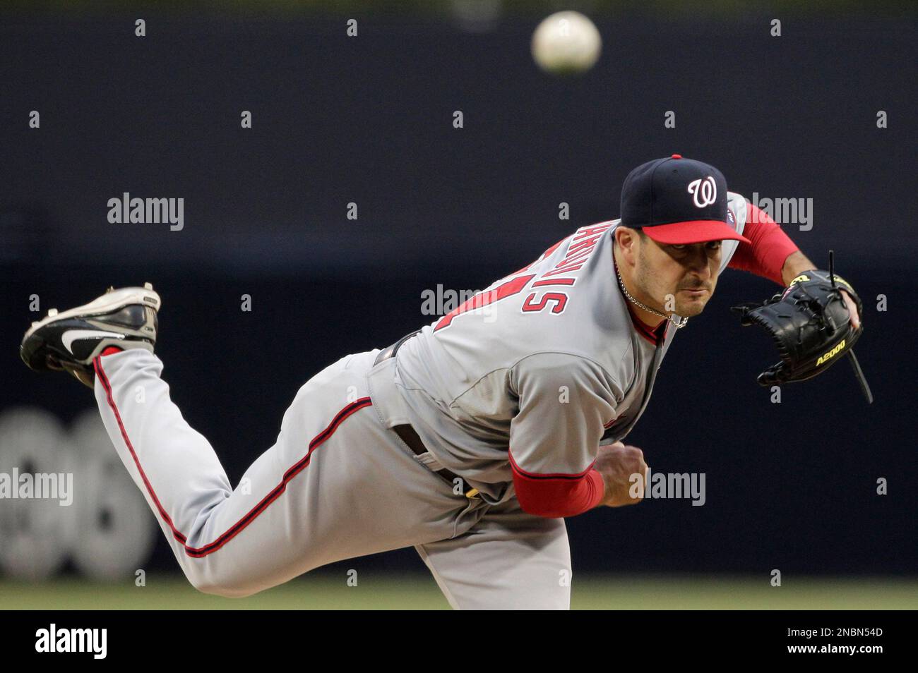 Washington Nationals starting pitcher Jason Marquis throws against the ...