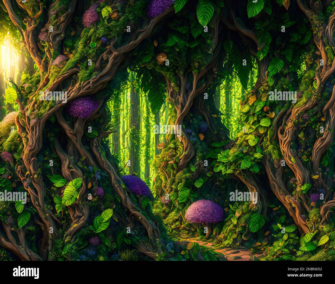 Fairytale forest illustration fantasy artwork hi-res stock photography ...