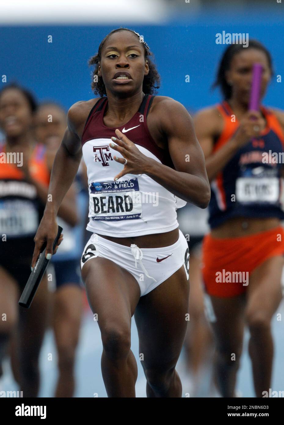 Texas A&M's Jessica Beard anchors her team in a 1600-meter relay prelim ...