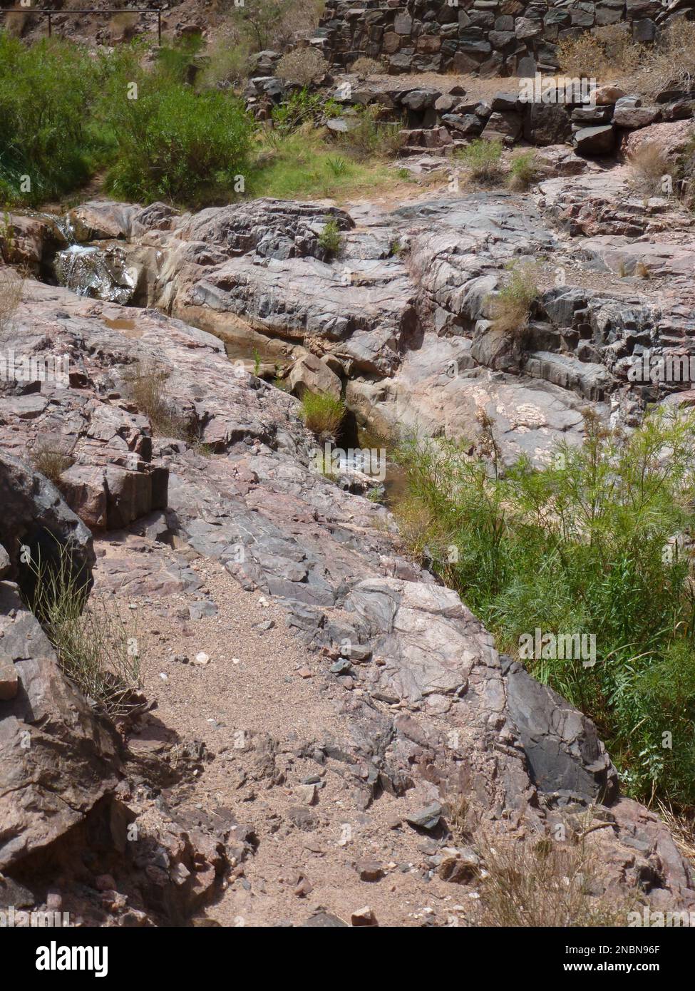 The stones and flowing water of the Colorado River at the bottom of the ...
