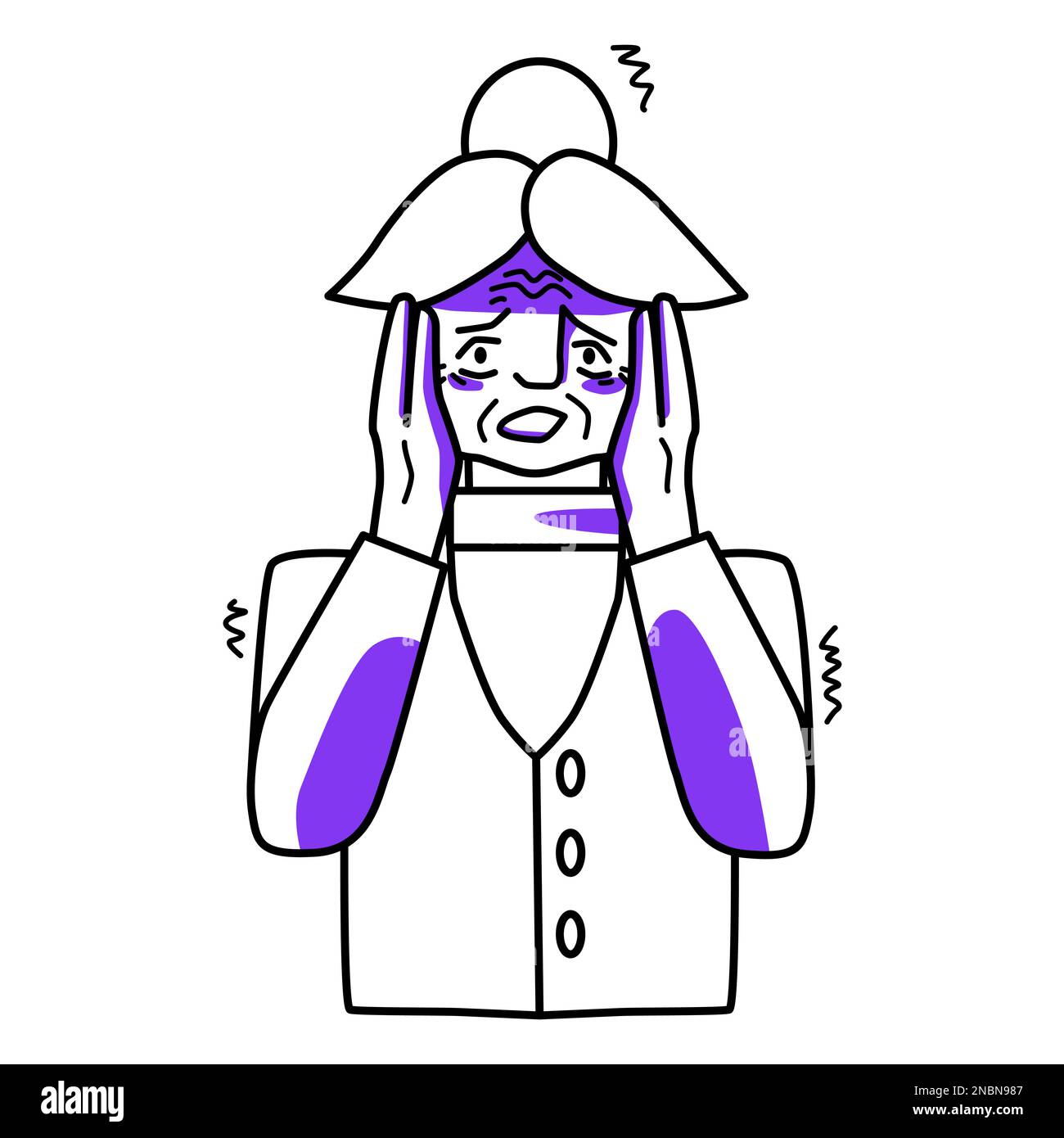 Old woman is afraid. Fear and horror of the elderly lady character ...