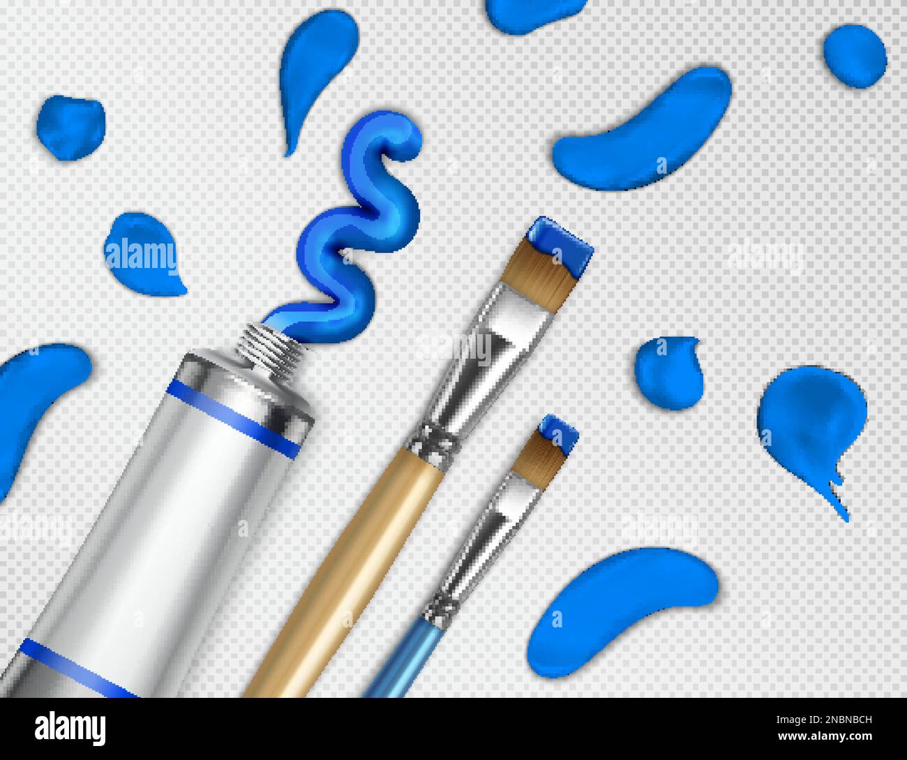 Artist tools paint realistic composition with pieces of paint coming ...