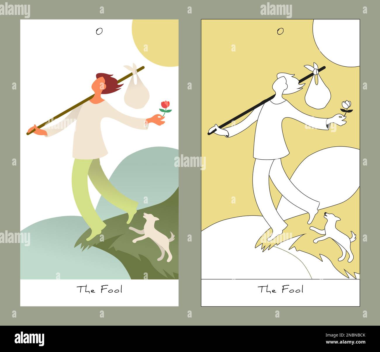Major Arcana Tarot Cards. Stylized design. The Fool. Man walking ...