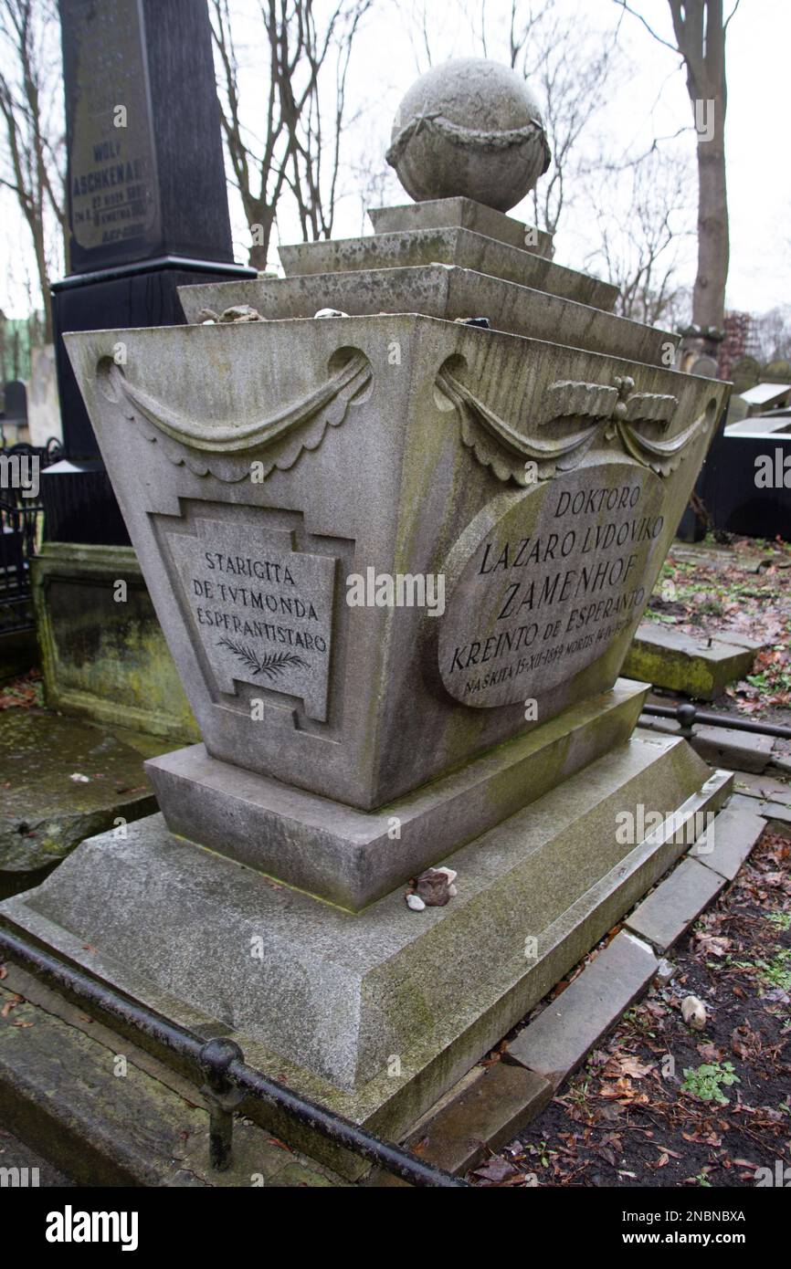 Grave of Ludwik Lejzer Zamenhof the creator of the artificial language ...