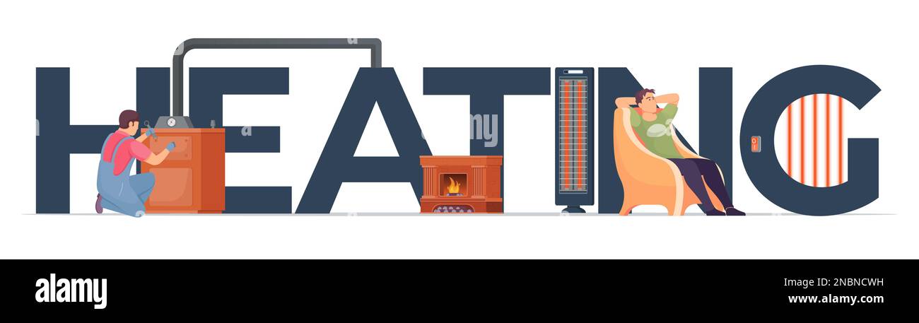 Heating system concept with comfortable temperature symbols flat vector ...