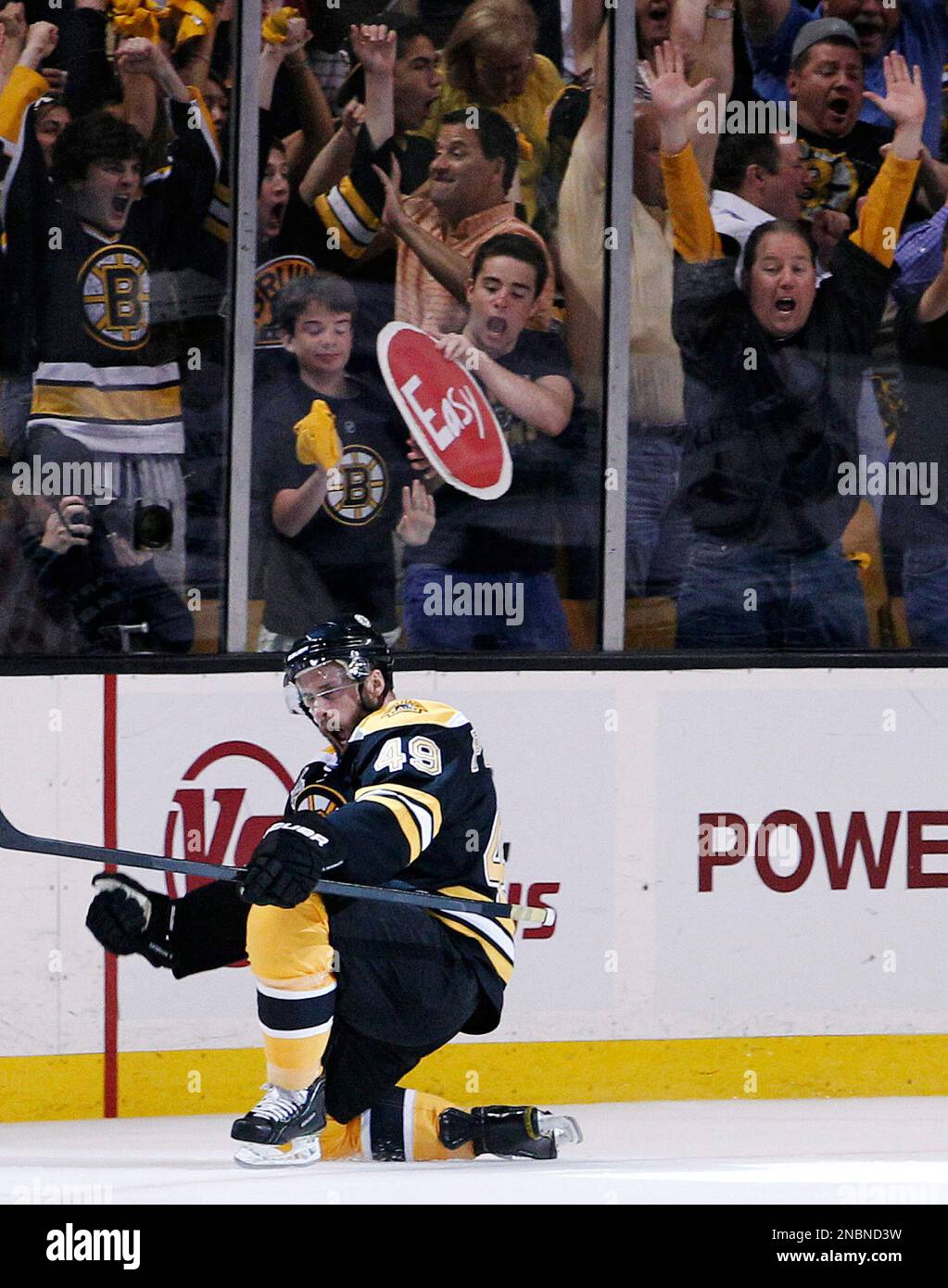 Boston Bruins center Rich Peverley (49) reacts after scoring against ...