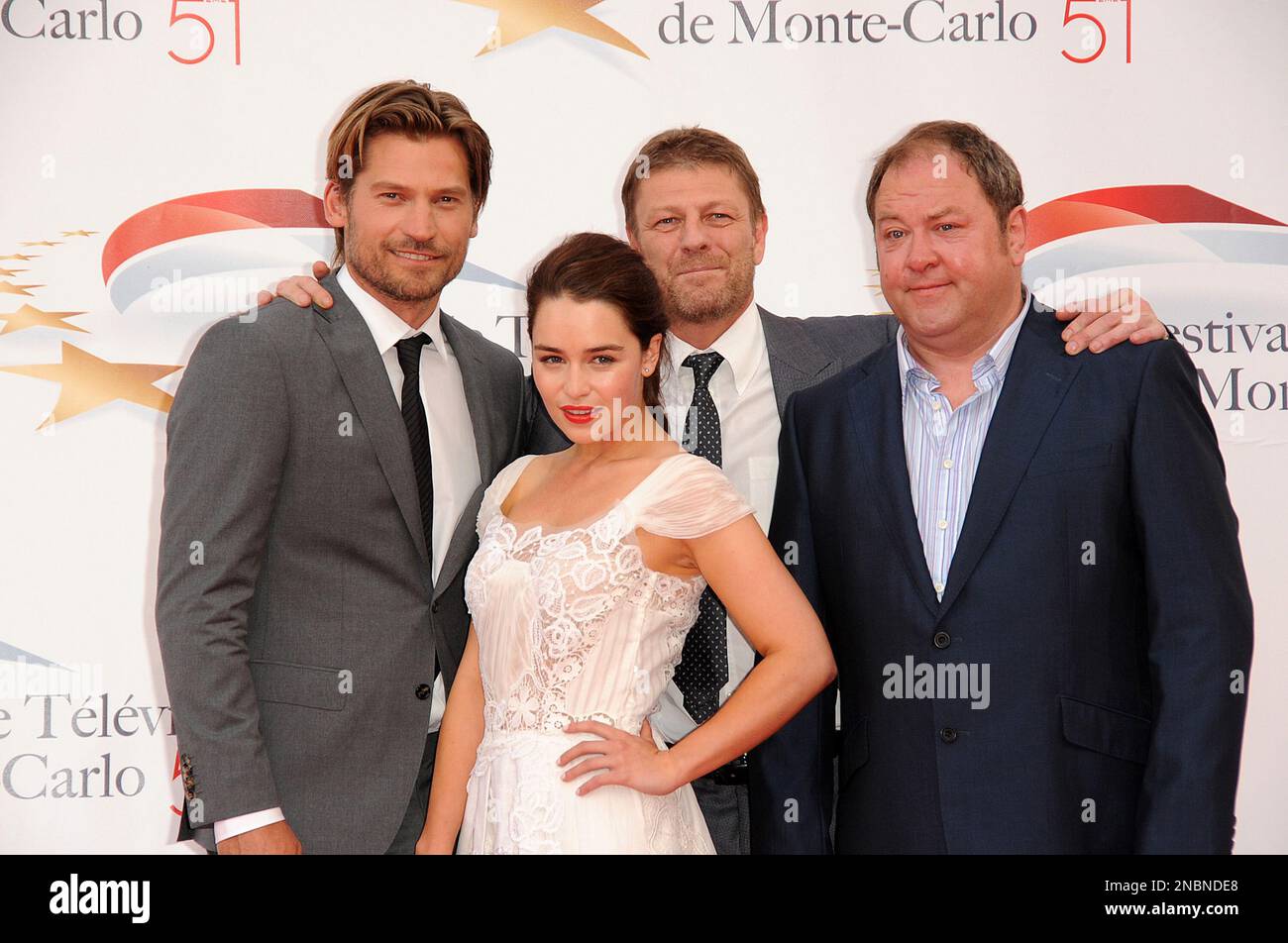 From left to right : Actors Nicolaj Coster-Waldau, Emilia Clarke, Sean ...