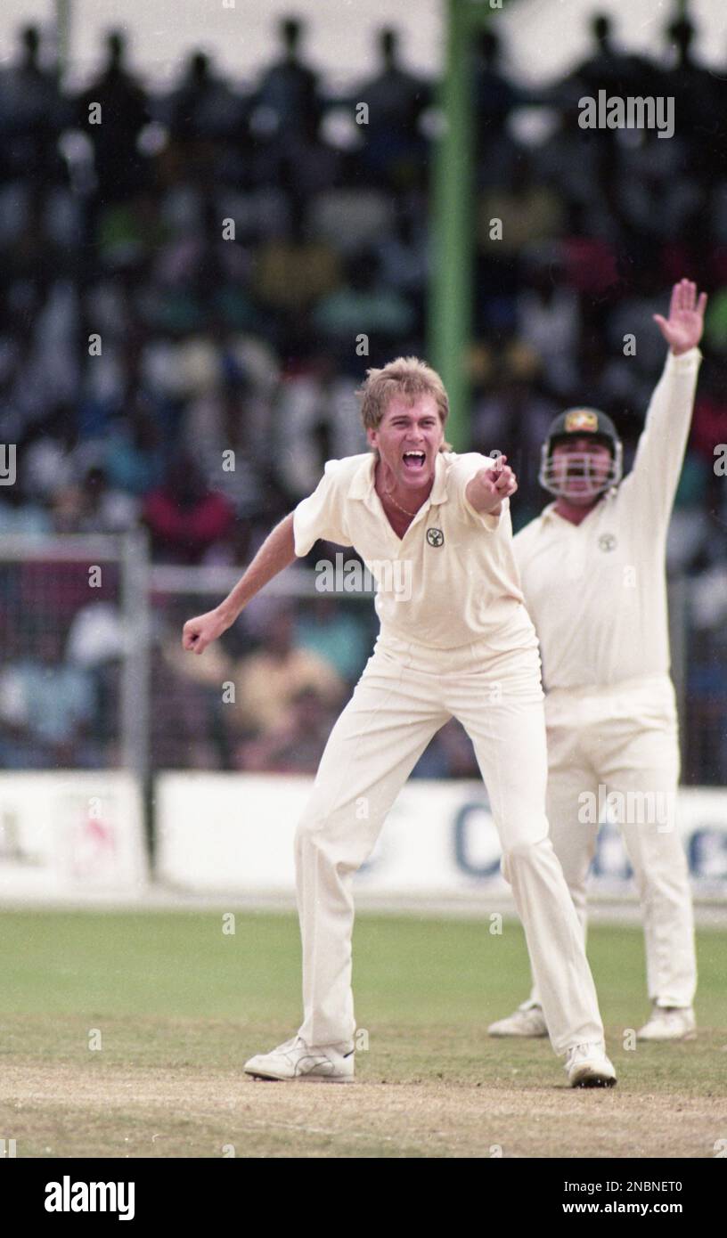 Cricket West Indies v Australia 1991 Bruce Reid appeals for LBW at The ...