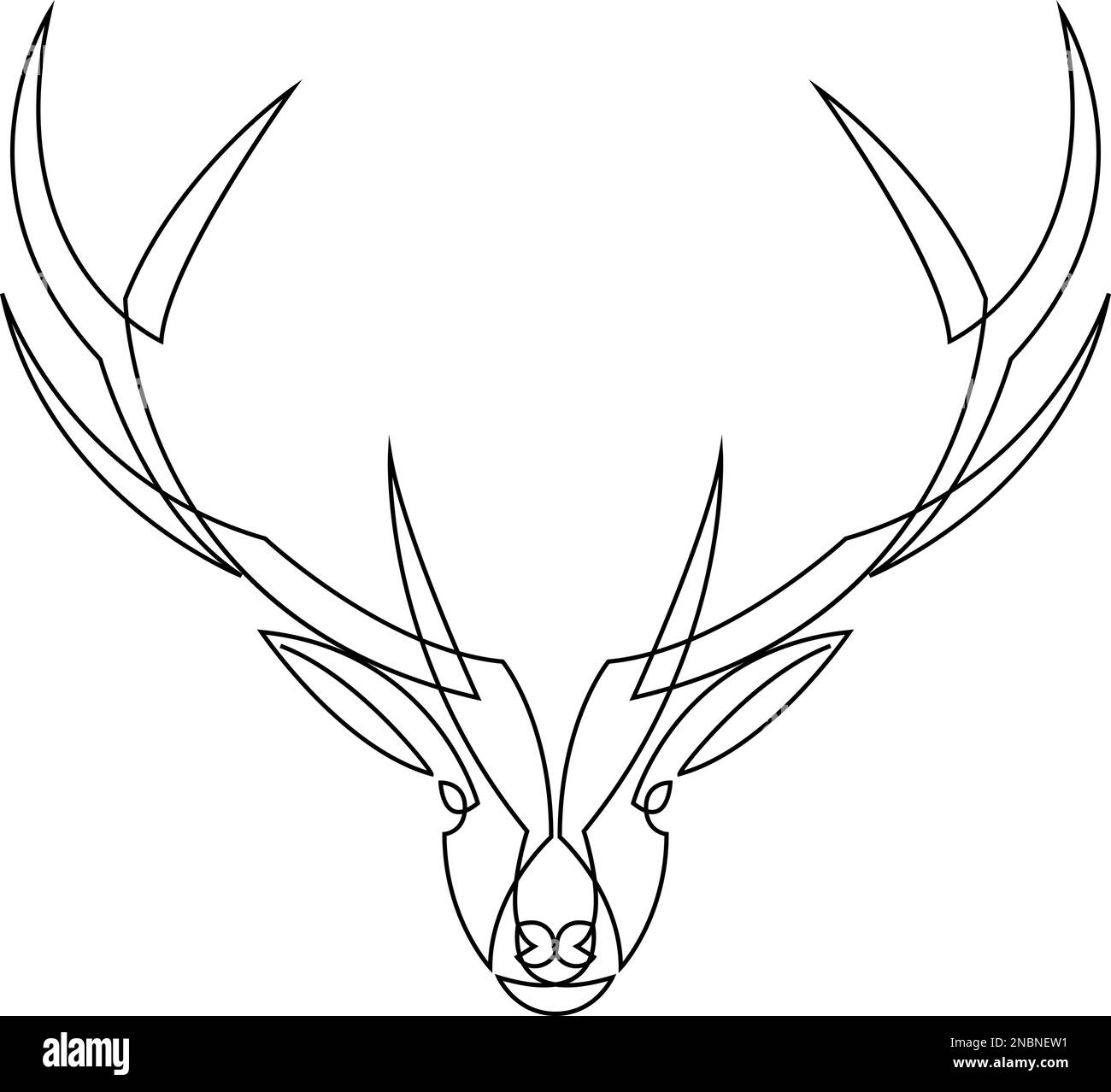 One line deer design silhouette. Hand drawn minimalism style vector ...