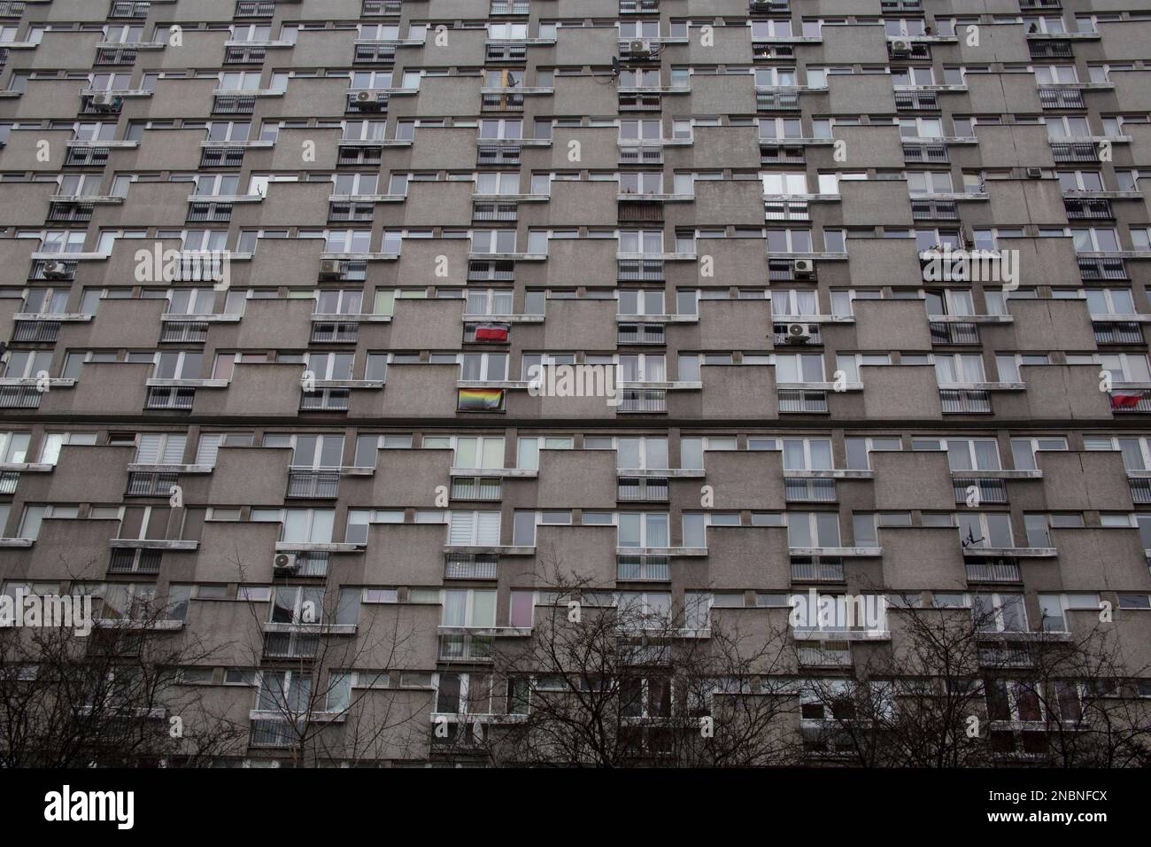 Soviet-era apartment block in central Warsaw, Poland Stock Photo - Alamy