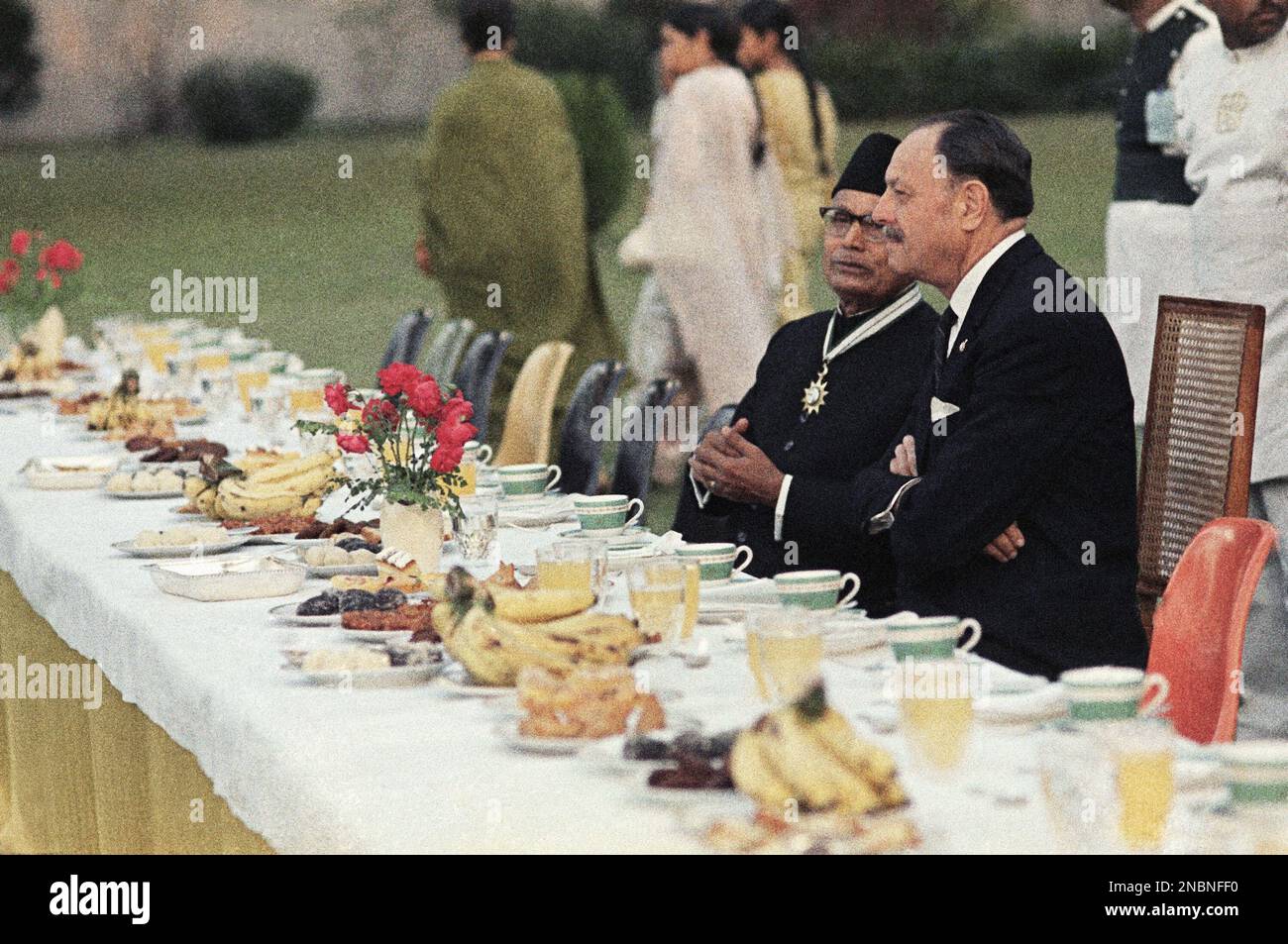 President Ayub Khan sitting at tea table with Governor East Pakistan ...