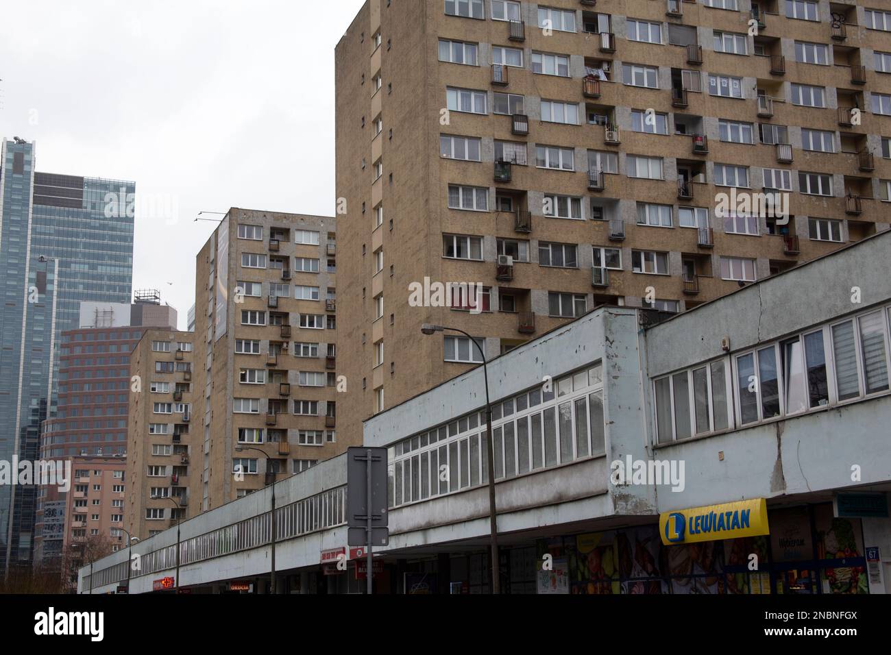 Soviet-era apartment blocks in central Warsaw, Poland Stock Photo - Alamy
