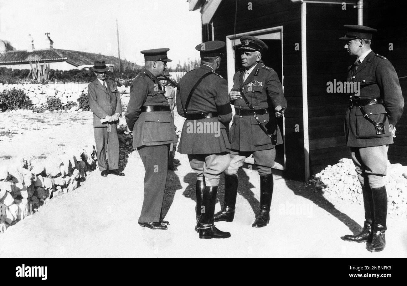 General Sir Edmund Ironside, Governor of Gibraltar, second from right ...