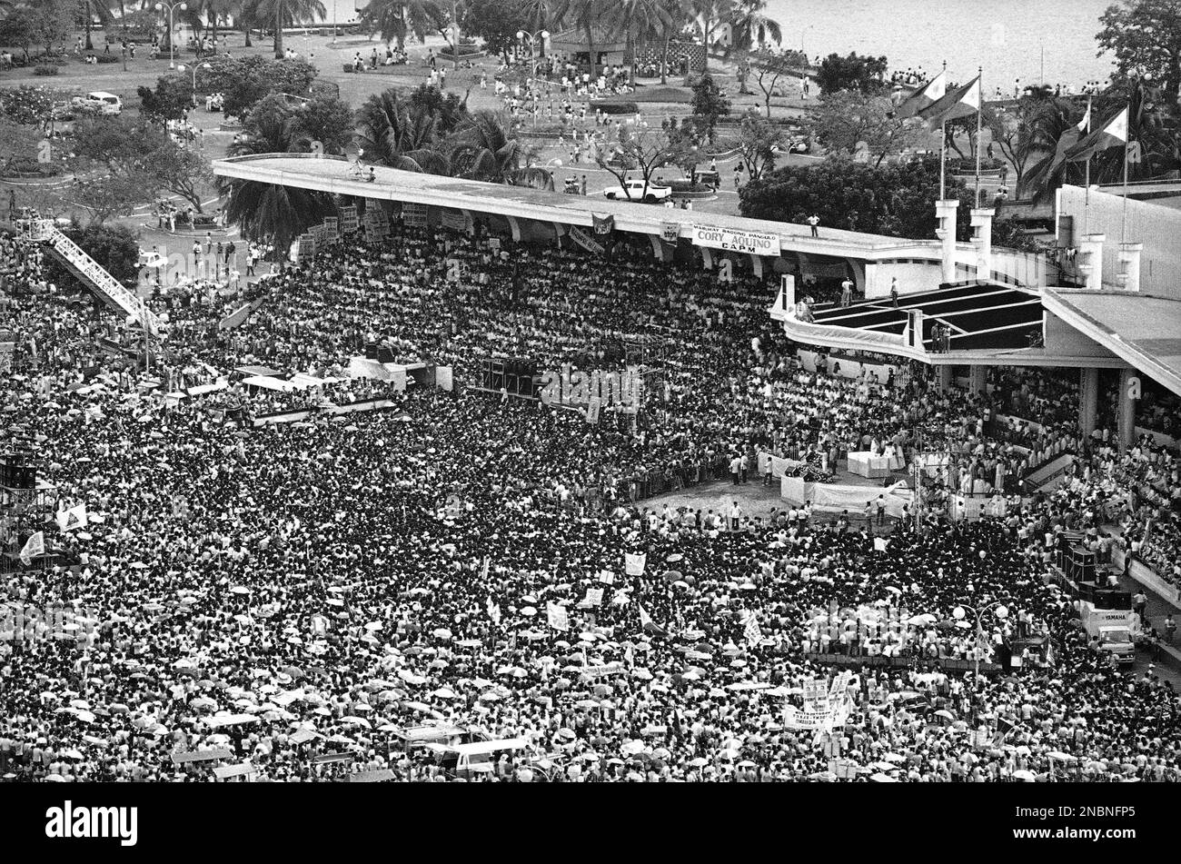 A portion of the huge crowd attending a Mass of thanksgiving and rally ...
