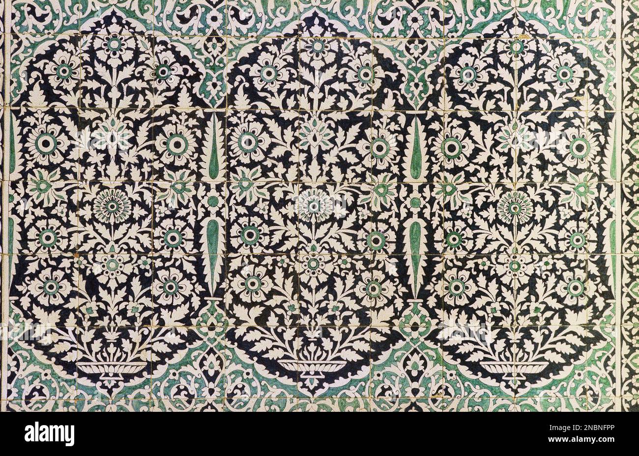 The beautiful blue tiles which decorate the mosque at Thatta, Pakistan ...