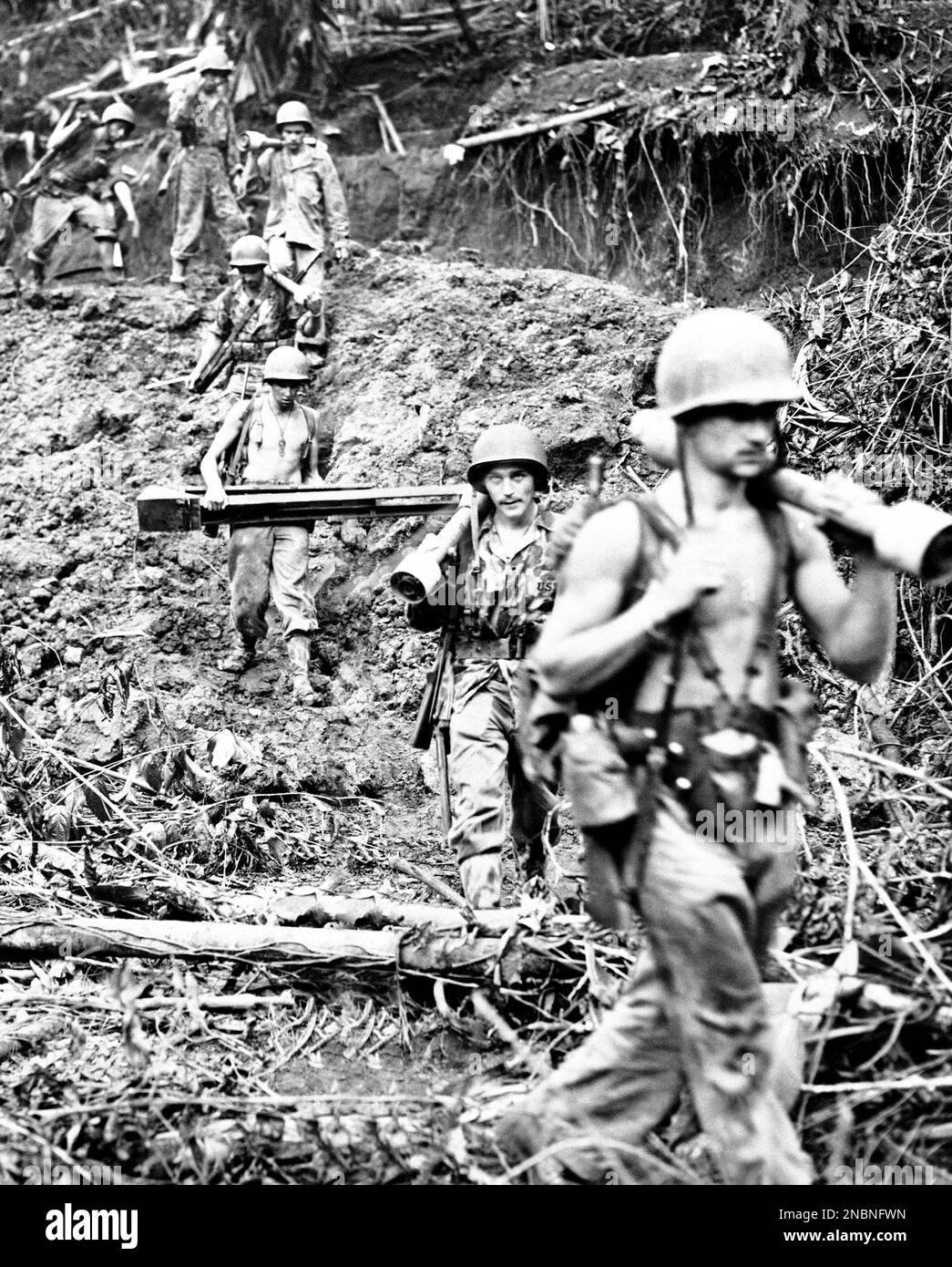 In this image provided by the U.S. Marine Corps, members of a Marine ...