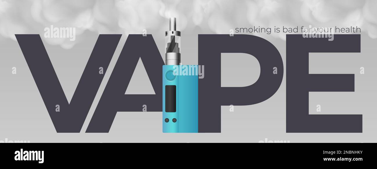 Vape text realistic concept with electronic cigarettes symbols vector ...