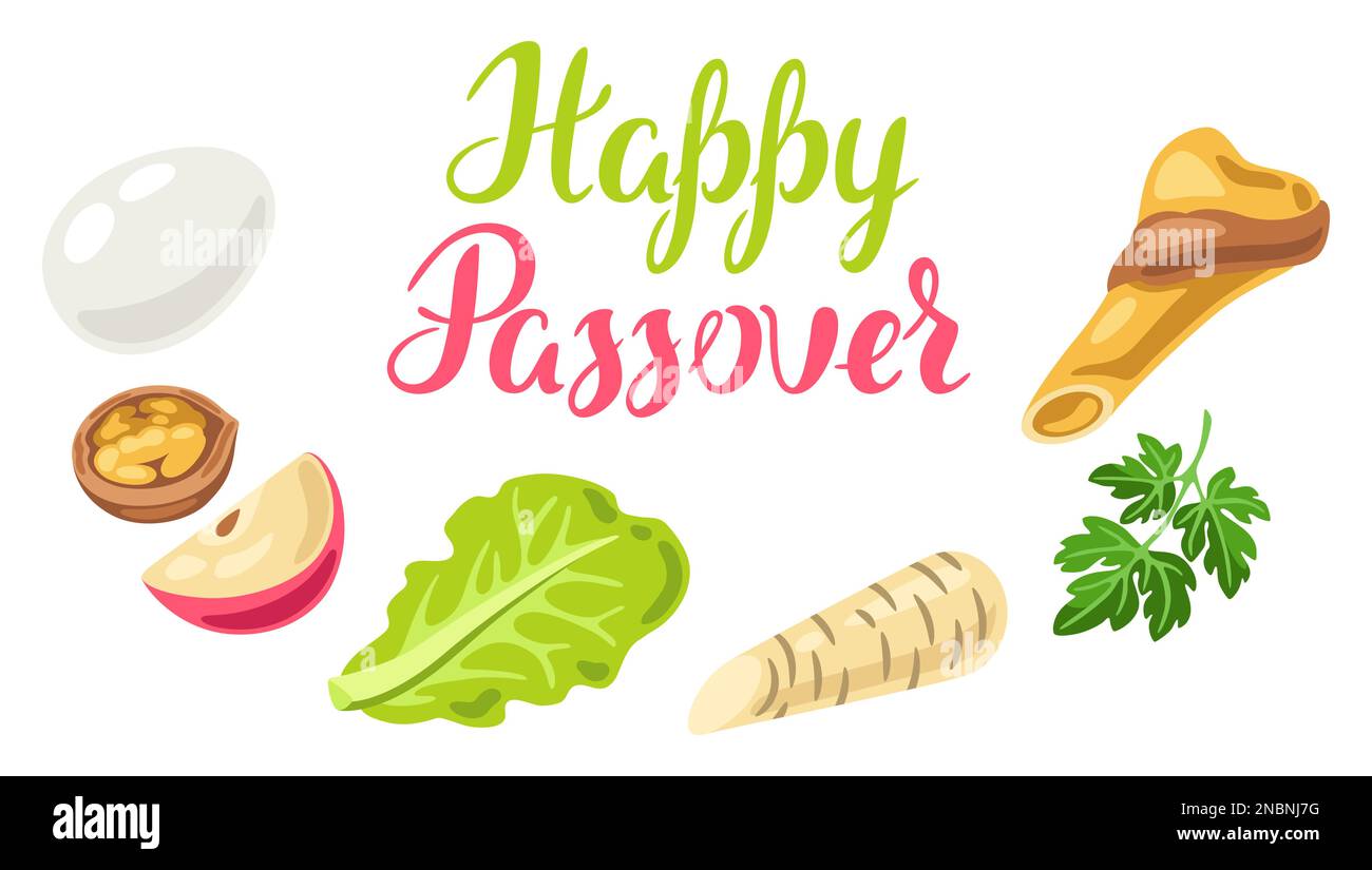 Happy Pesach Jewish Passover plate greeting card. Holiday background ...