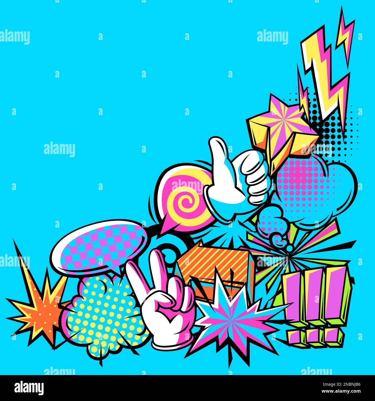 Background with comic speech bubbles signs and symbols. Cartoon pop art ...