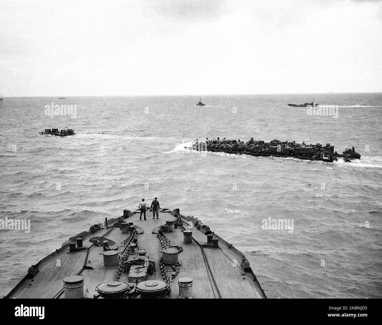 Their pontoon barges heavily-laden with men and equipment on Sept. 20 ...