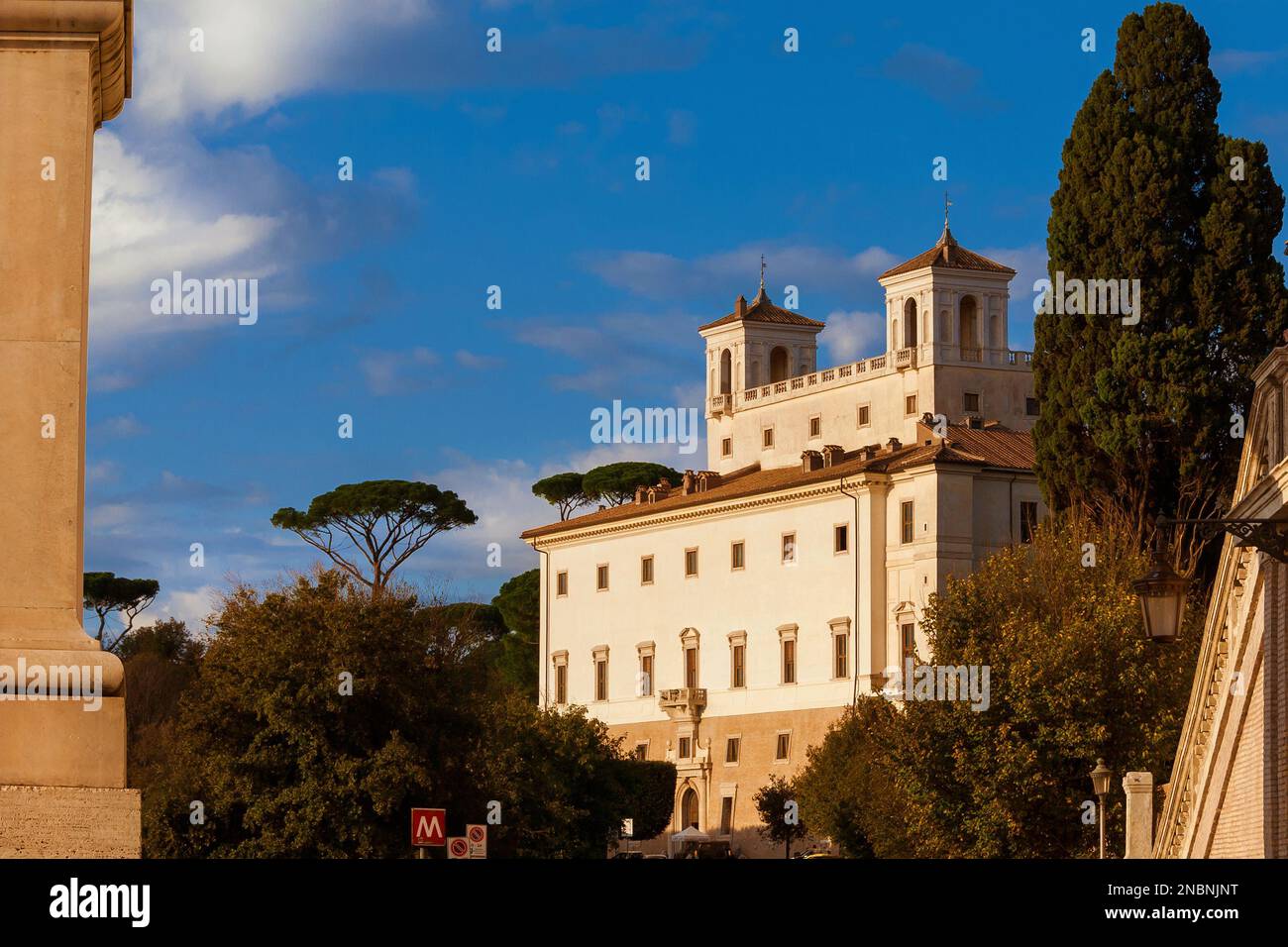 View of Villa Medici on Pincian Hill from Spanish Steps, now the French ...