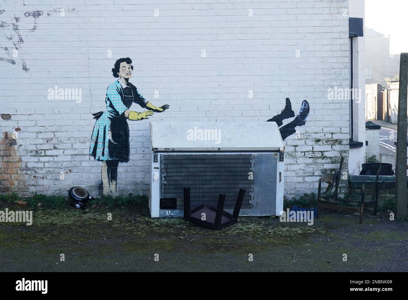 A new artwork by street artist Banksy, titled 'Valentine's Day Mascara ...