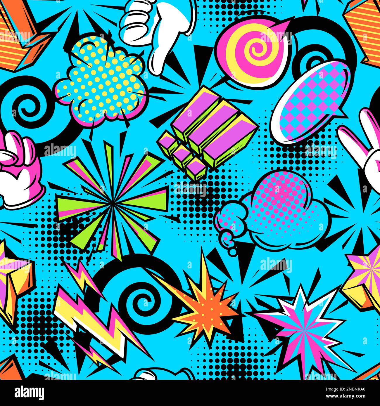 Seamless pattern with comic speech bubbles signs and symbols. Cartoon ...