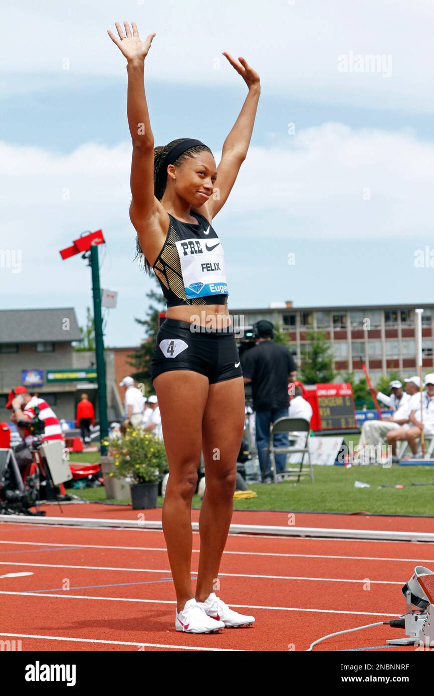 Allyson Felix is shown during the Prefontaine Classic track and field ...