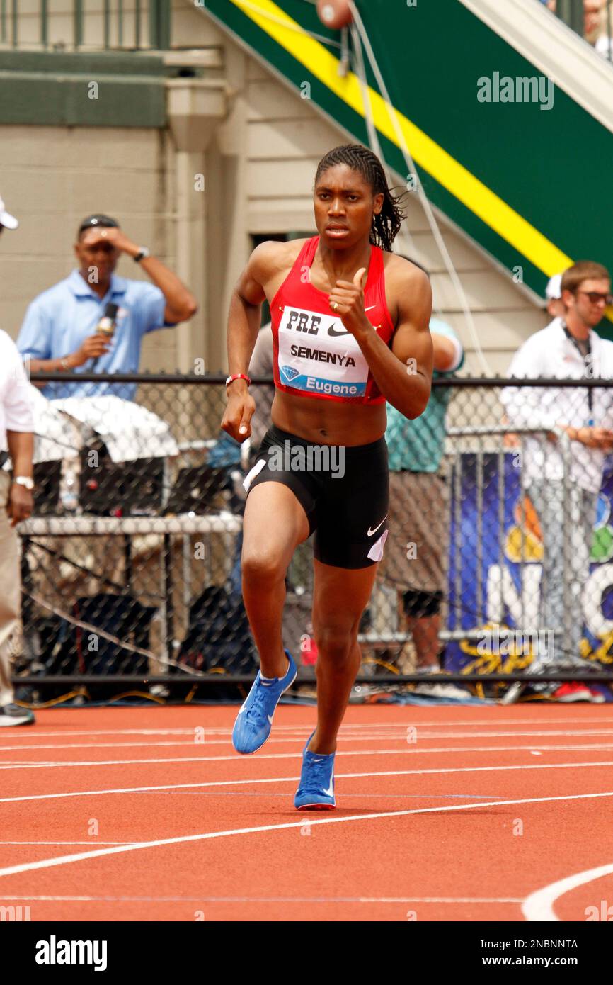 Caster Semenya is shown during the women's 800 meter race during the ...
